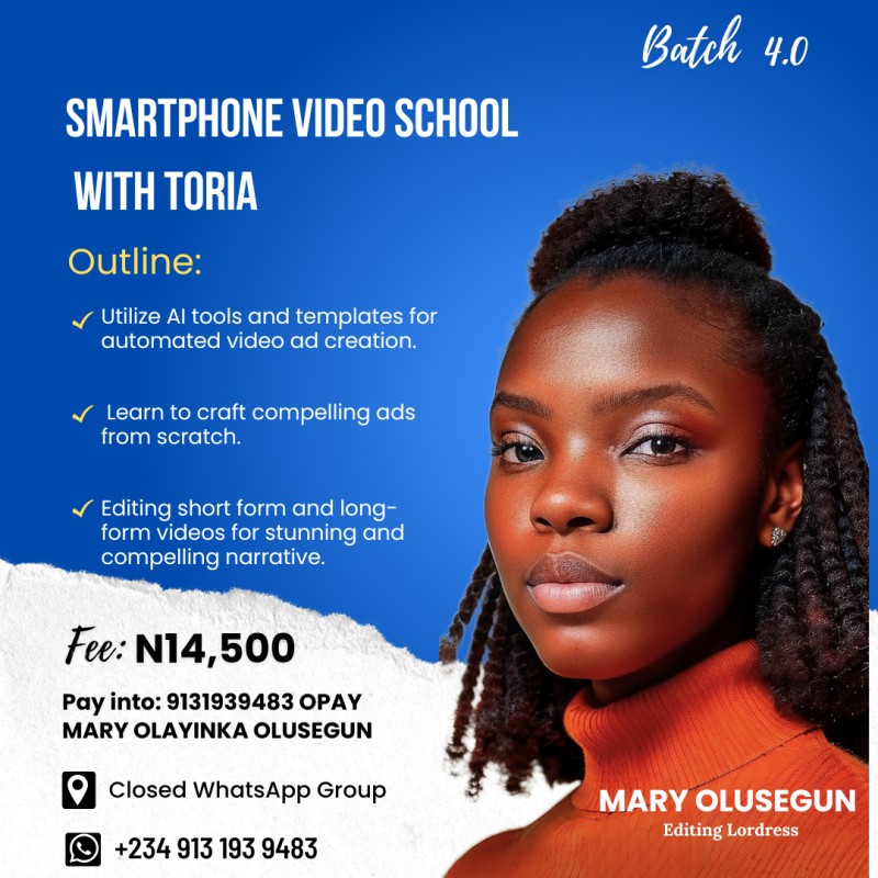 Buy SMARTPHONE VIDEO SCHOOL WITH TORIA by Mary Olusegun on Selar