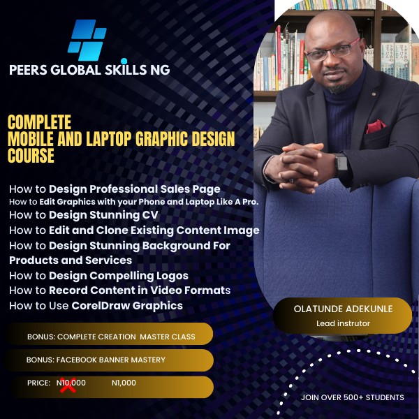 Buy Mobile and Laptop Graphic Design Course by Peers Tech Cyber on Selar