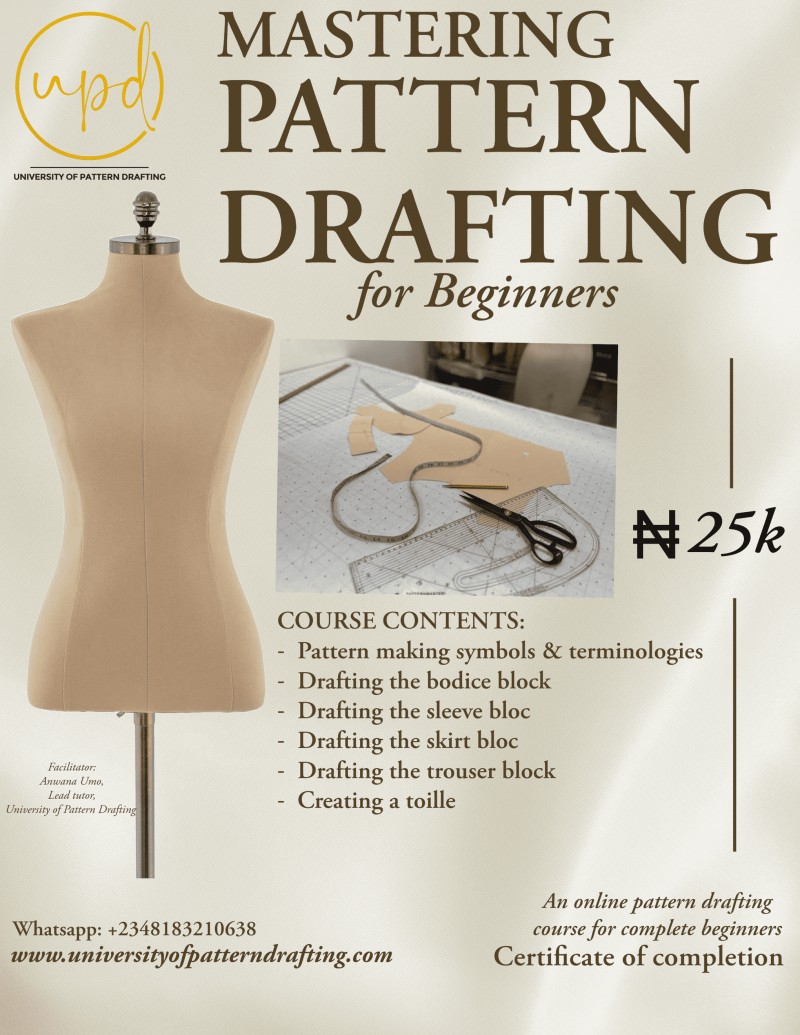 Buy MASTERING PATTERN DRAFTING FOR BEGINNERS by Anwana umo on Selar.co