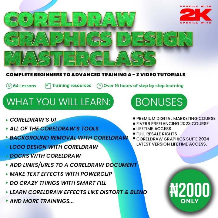 Buy CORELDRAW GRAPHIC DESIGN MASTERCLASS by Excel and Earn on Selar