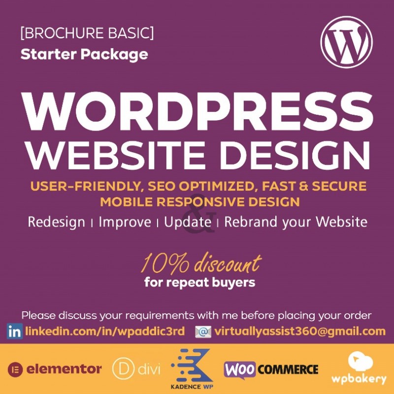 Buy BROCHURE STANDARD - Starter WordPress Website Design Package by REVAMPME STUDIOS on Selar