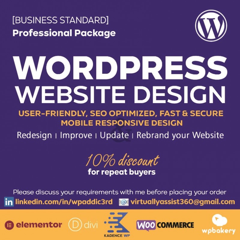 Buy BUSINESS STANDARD - Professional WordPress Website Design Package by REVAMPME STUDIOS on Selar