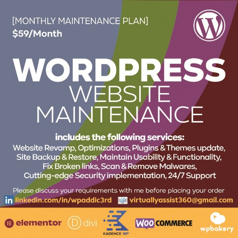 Subscribe MONTHLY WEBSITE MAINTENANCE - WordPress Maintenance Plan by ...