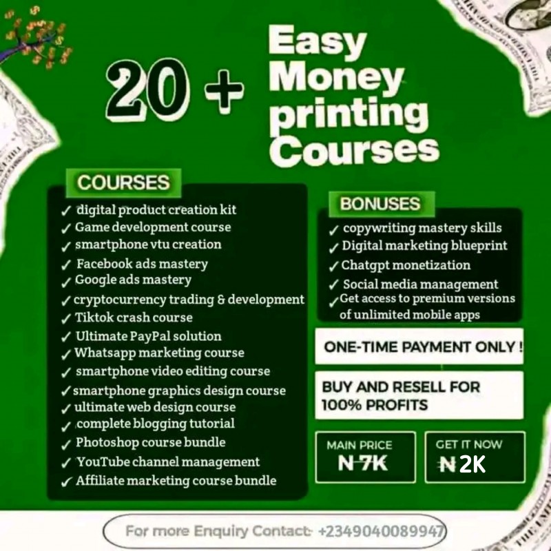 Buy 20+ Easy money printing courses by abayomi jaji on Selar