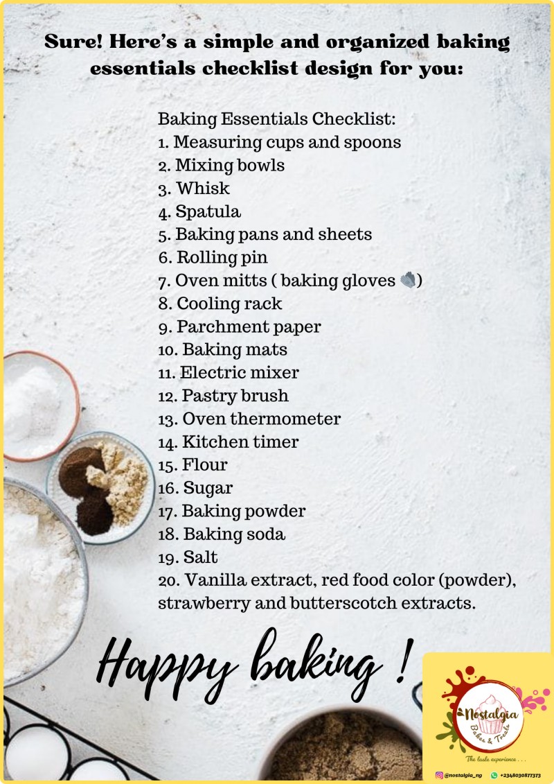 Get Baking Essentials checklist by Abraham Bessan on Selar