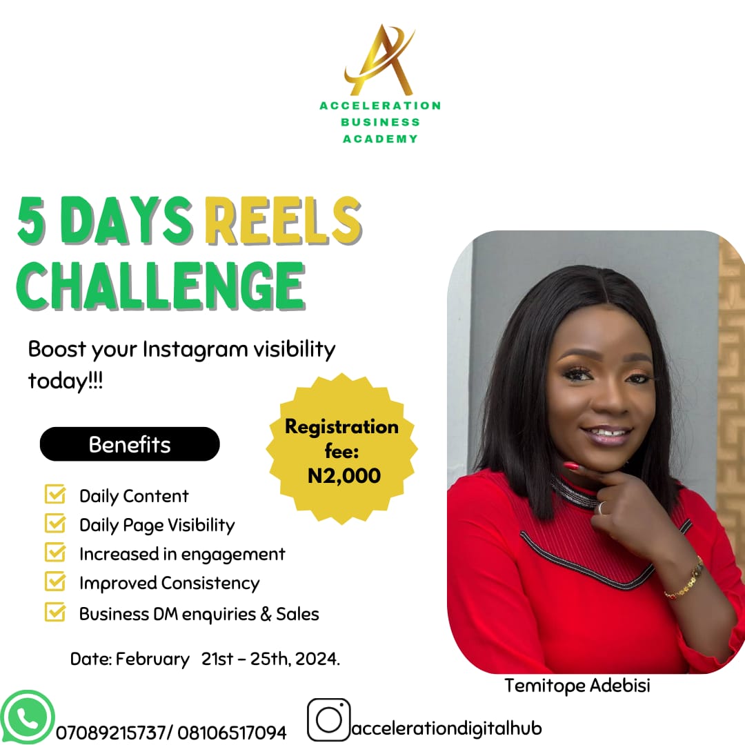 Buy 5 DAYS REEL CHALLENGE (VALENTINE PROMO) by Acceleration Business Branding Academy on Selar