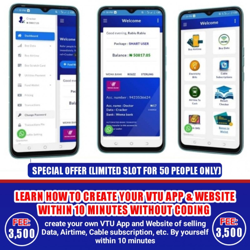 Buy CREATE YOUR OWN VTU WEBSITE by AD Digital Hub on Selar