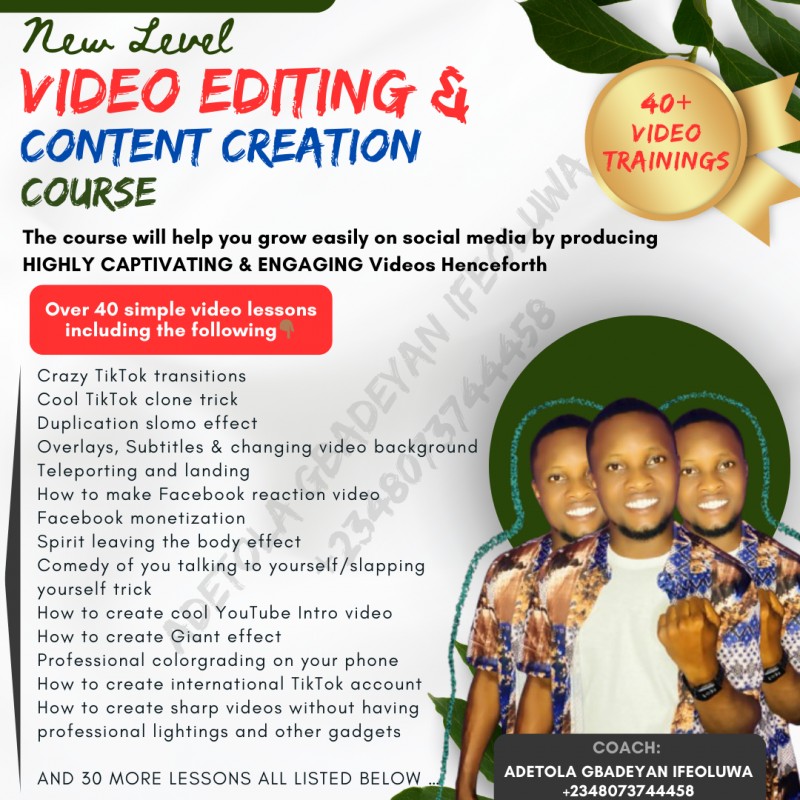 Buy NEW LEVEL VIDEO EDITING & Cotent Creation Course by Adetola D ...