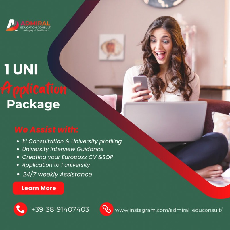Buy Assistance with 1 University Package by Admiral EduConsult on Selar