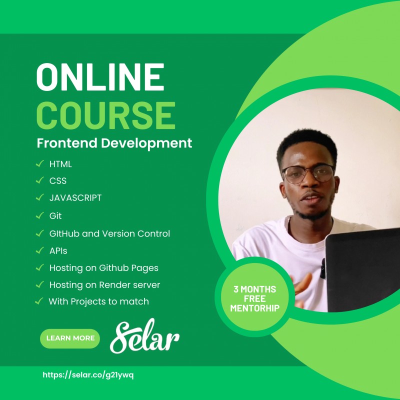 Buy FRONTEND DEVELOPMENT COMPLETE COURSE by Afolabi Opeyemi on Selar.co