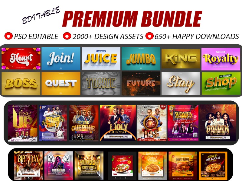 Buy EDITABLE PREMIUM BUNDLE ( TEXT EFFECTS + PSD ASSET BUNDLE + FONTS ...