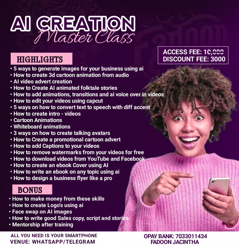 Buy AI CREATIONS MASTER CLASS by Agbange Fadoon Jacintha on Selar