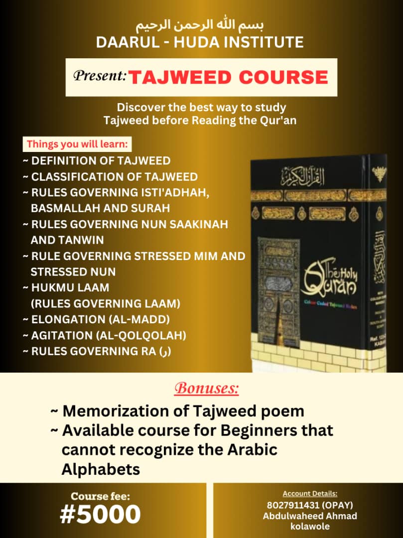 Buy TAJWEED COURSE by Ahmad Abdulwaheed on Selar