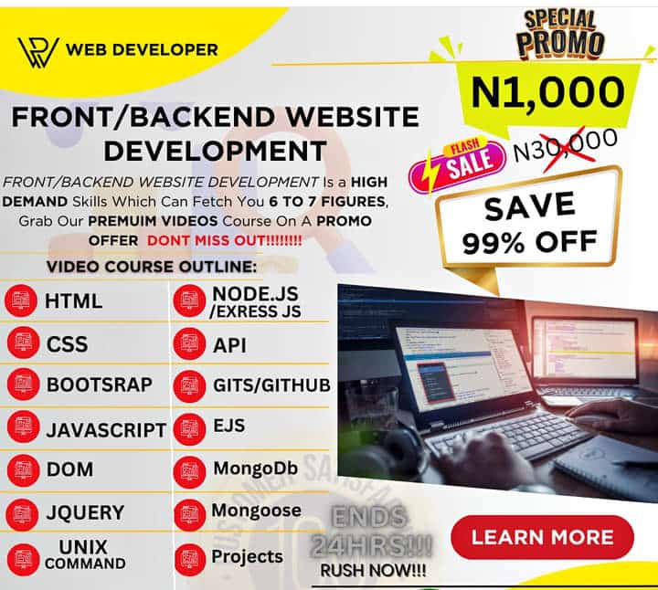 Buy Complete Website Development Course by Anietie Ubom on Selar