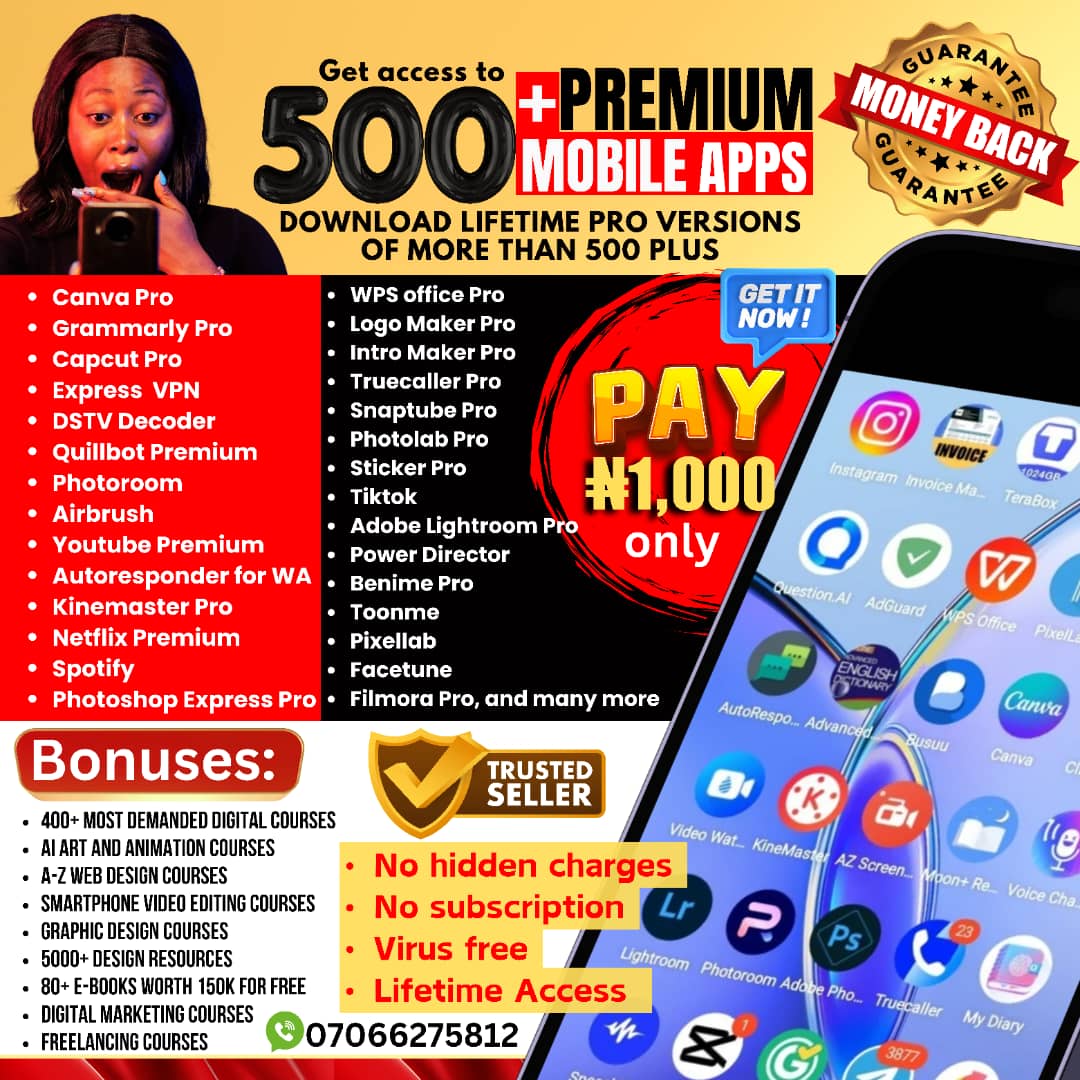 Buy 500 plus Premium mobile Apps by Anwangobong Amos on Selar