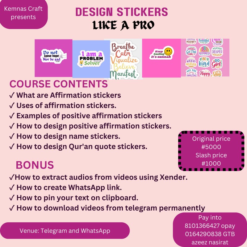 Buy Sticker design course by Azeez Nasirat oluwakemi on Selar