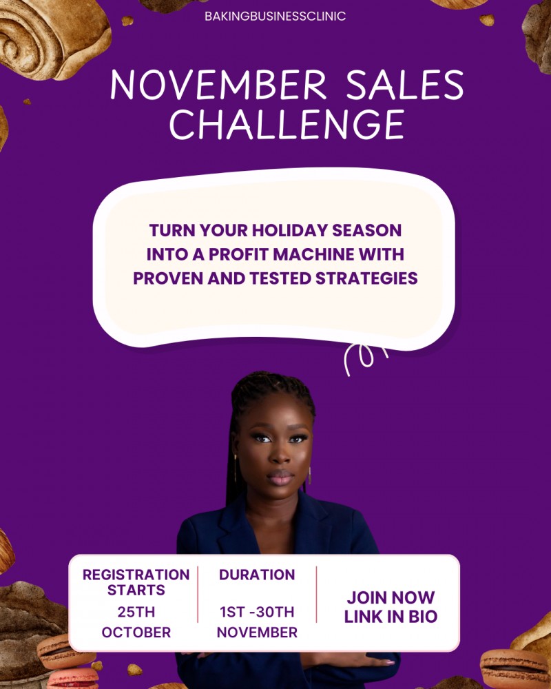 Buy NOV SALES CHALLENGE by Bakingbusinessclinic on Selar
