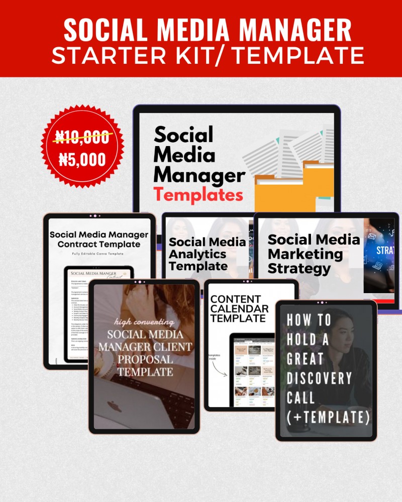 Buy SOCIAL MEDIA MANAGER TEMPLATE/TOOLKIT by Blessing Oladele on Selar