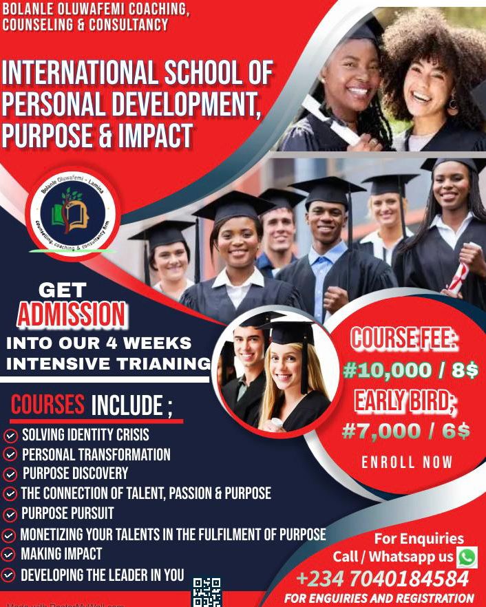 Buy INTERNATIONAL SCHOOL OF PERSONAL DEVELOPMENT, PURPOSE AND IMPACT by Bolanle Oluwafemi on Selar