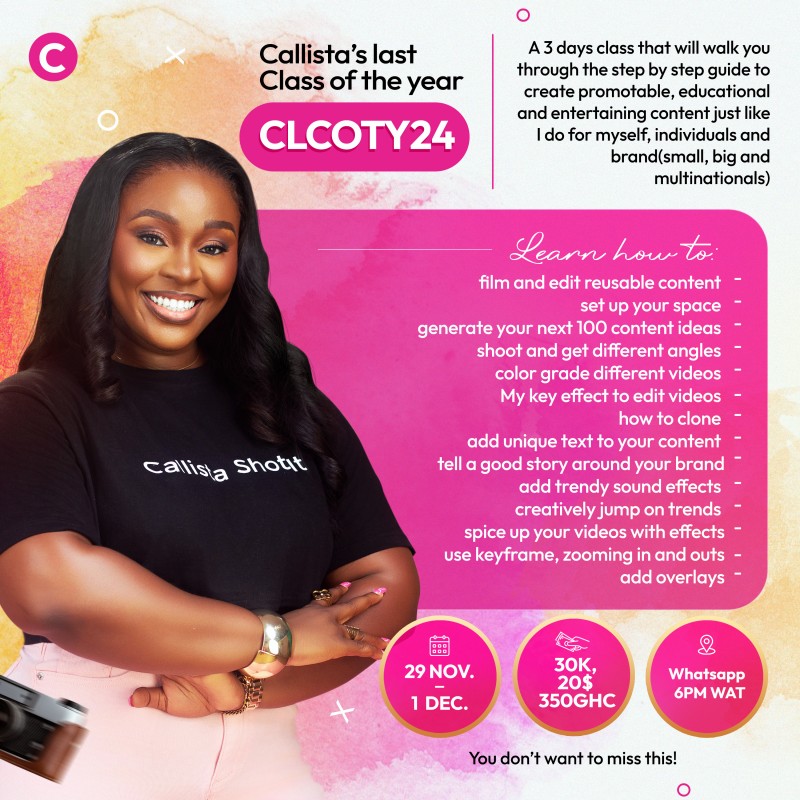 Buy Callista's last class of the year (CLCOTY24) by Callista Wendu on Selar