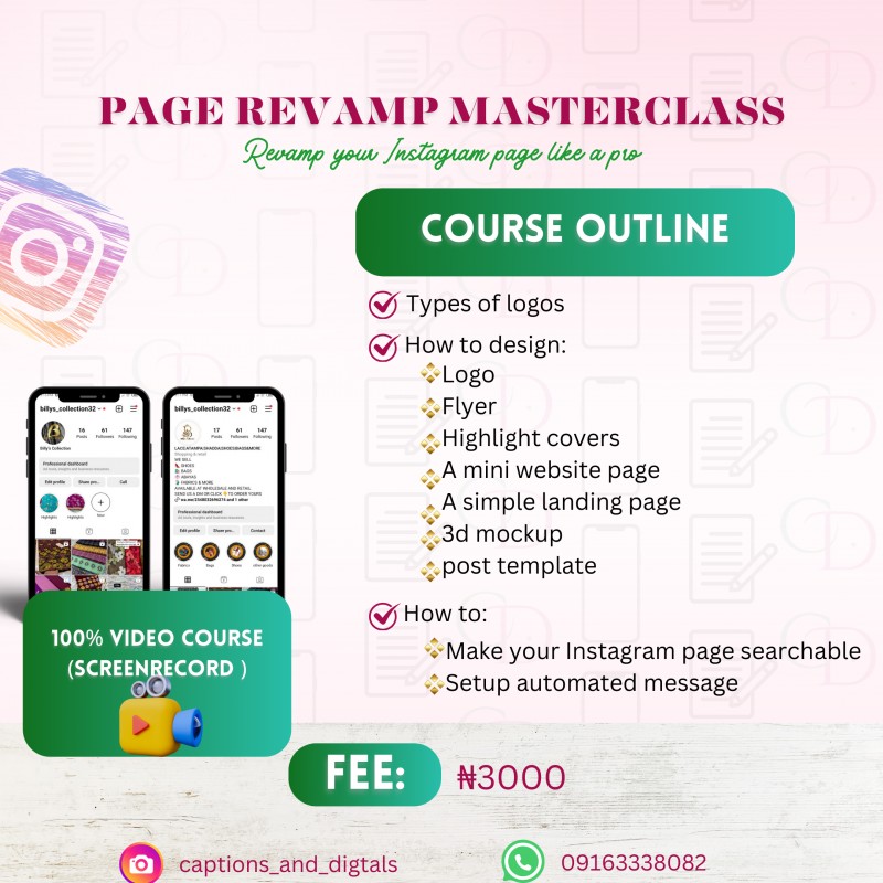 Buy Page revamp masterclass by Captions and digitals on Selar