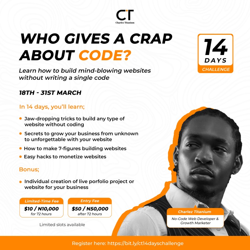 Buy 14 days No-Code Web Development Challenge by Charlez Titanium on Selar