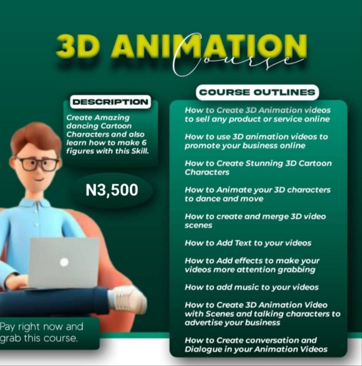 Buy 3D ANIMATION COURSE by Chinweze bright on Selar
