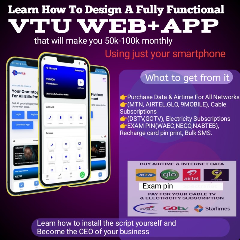 Buy Functional VTU script by Dominion Tech on Selar