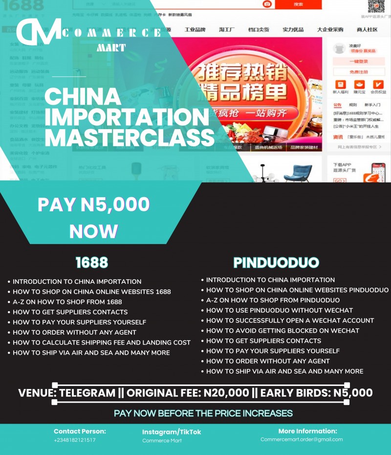 Buy CHINA IMPORTATION MASTERCLASS by Commerce Mart on Selar