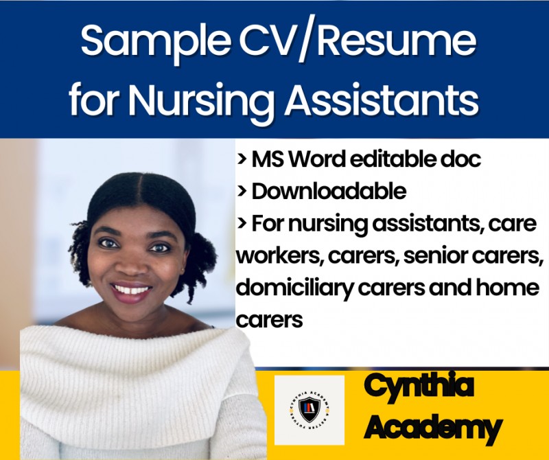 Buy Sample CV/Resume for Nursing Assistants by Cynthia Academy on Selar