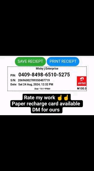 Buy Paper recharge card by Daniel Jimmy on Selar