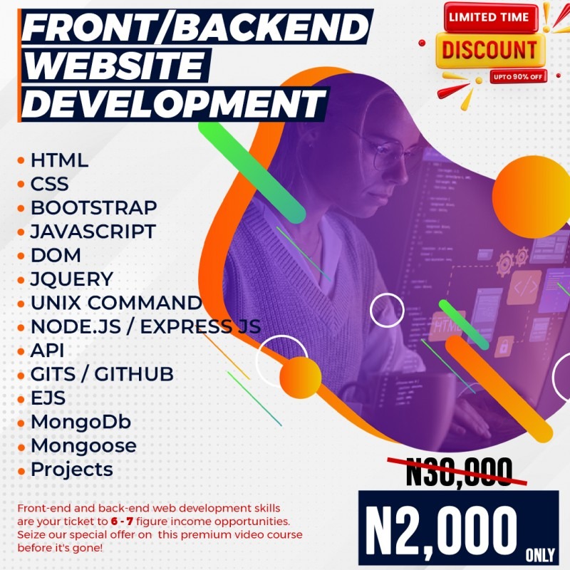 Buy FRONT/BACKEND WEBSITE DEVELOPMENT by DAVEHENZY DIGITAL ACADEMY on Selar