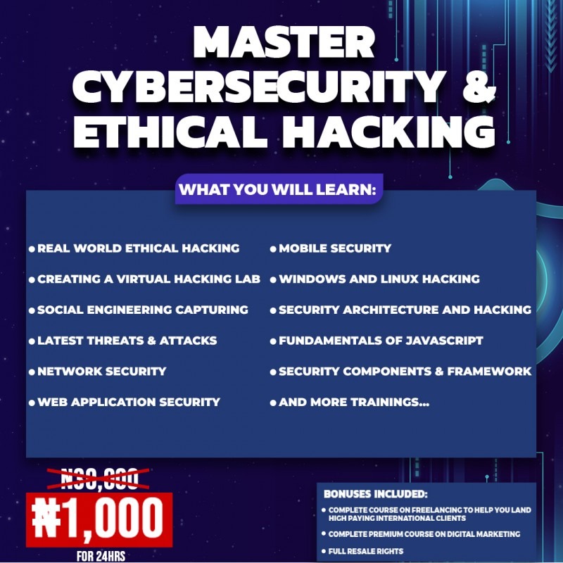 Buy MASTER CYBERSECURITY & ETHICAL HACKING by DAVEHENZY DIGITAL ACADEMY on Selar