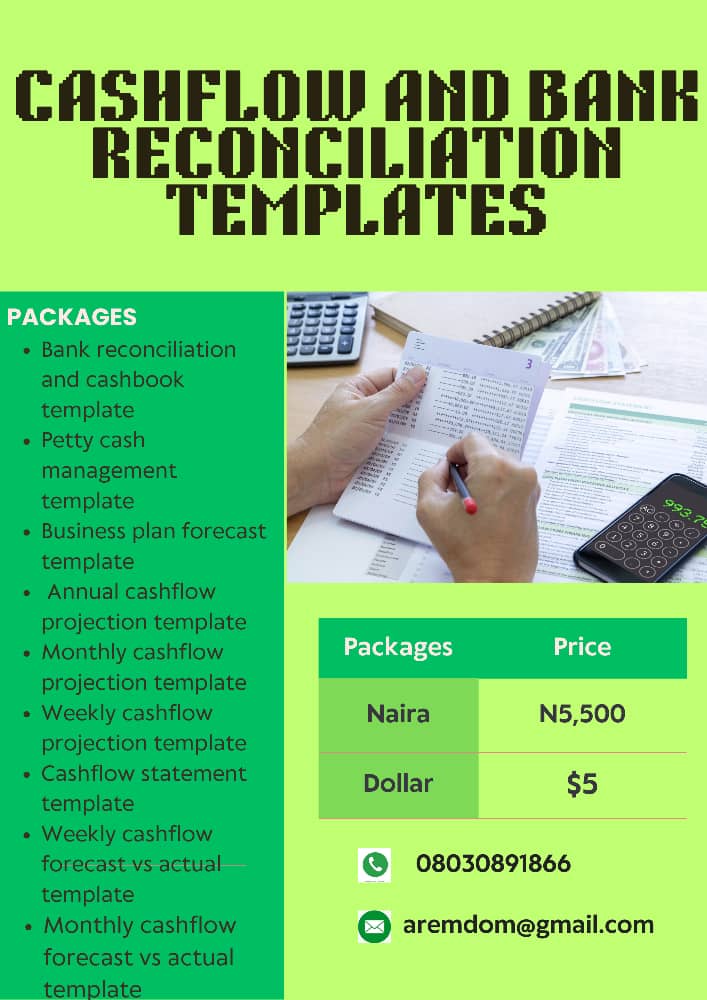 Buy CASH FLOW AND BANK RECONCILIATION TEMPLATES by Aremdom Consulting ...