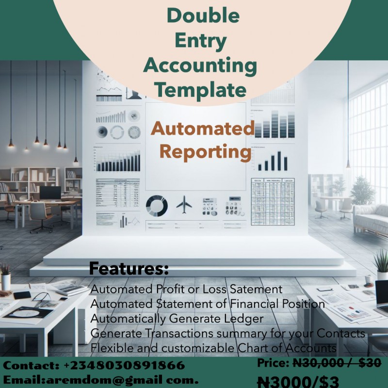 Buy DOUBLE ENTRY ACCOUNTING TEMPLATE by Aremdom Consulting on Selar.co