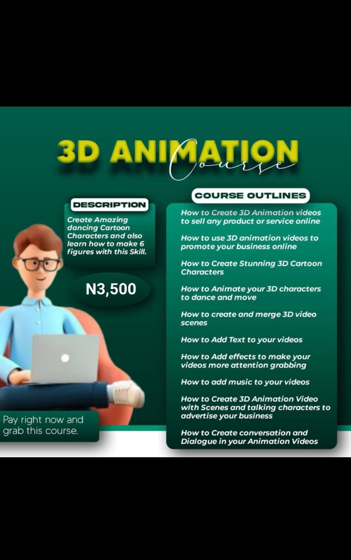 Buy 3D ANIMATION COURSE by Delight Onyedikachi on Selar