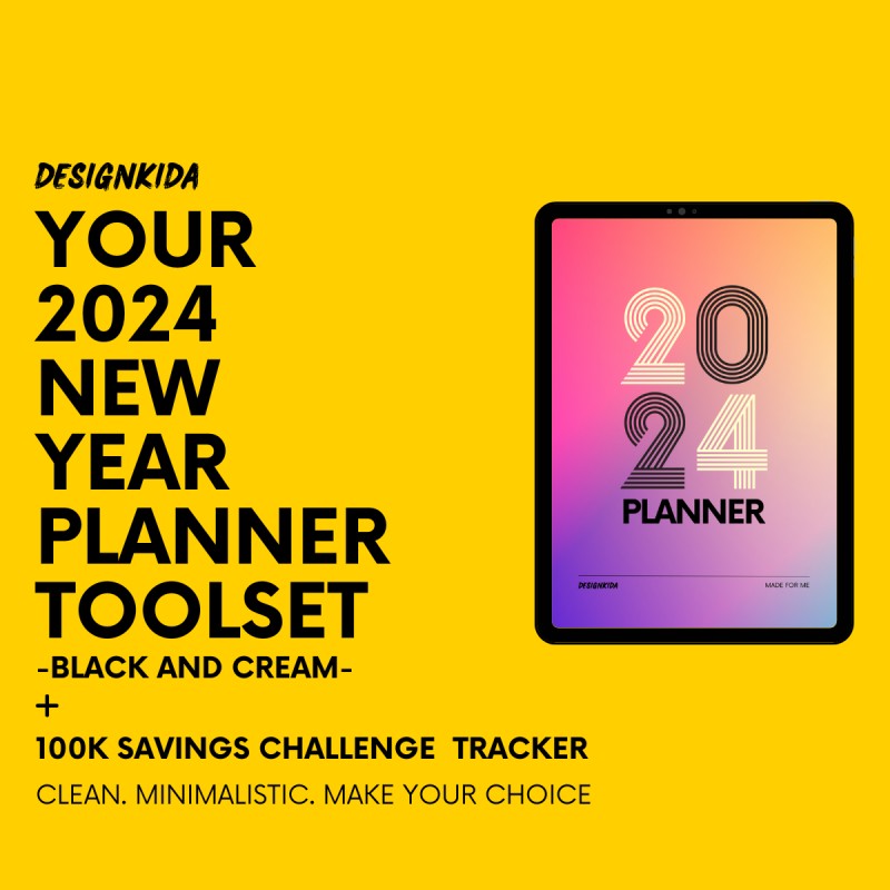 Buy Your 2024 New Year Planner Toolset - Black and Cream by DesignKida ...