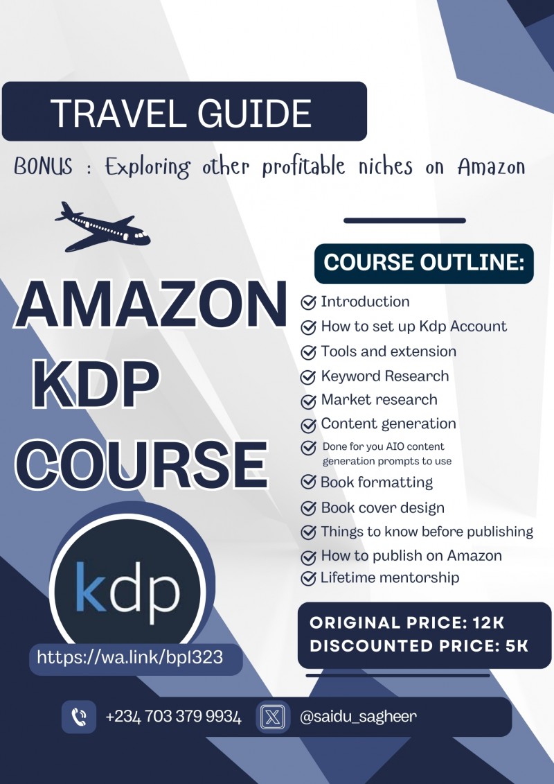 Buy AMAZON KDP COURSE BY SAGIR by Sagir Saidu Muhammad on Selar