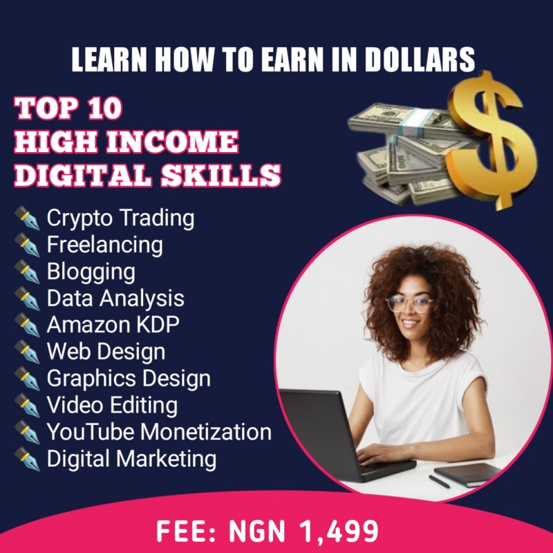 Buy TOP 10 DIGITAL SKILLS TO LEARN AND EARN IN DOLLARS by DEX DIGITAL ACADEMY on Selar
