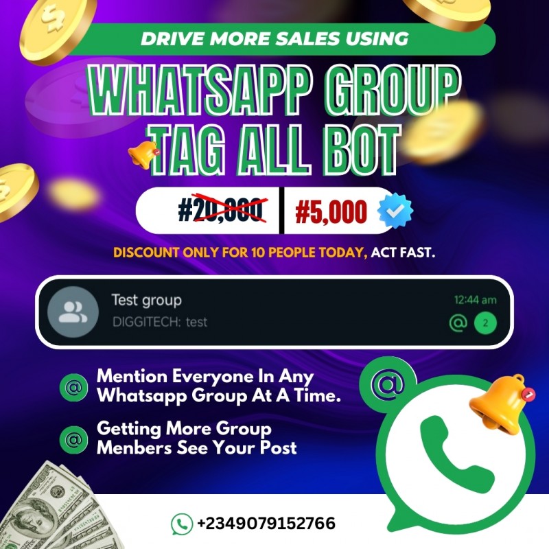 Buy WhatsApp Tag All Group Bot Course by Diggitech Academy on Selar