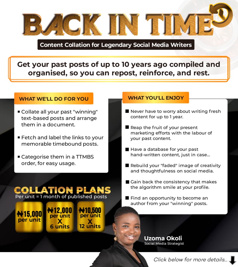 Get BACK-IN-TIME CONTENT COLLATION by Uzoma Okoli on Selar