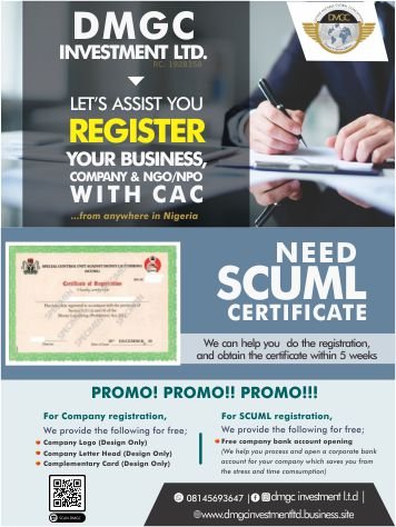 Buy EFCC SCUML CERTIFICATE by DMGC INVESTMENT LTD on Selar
