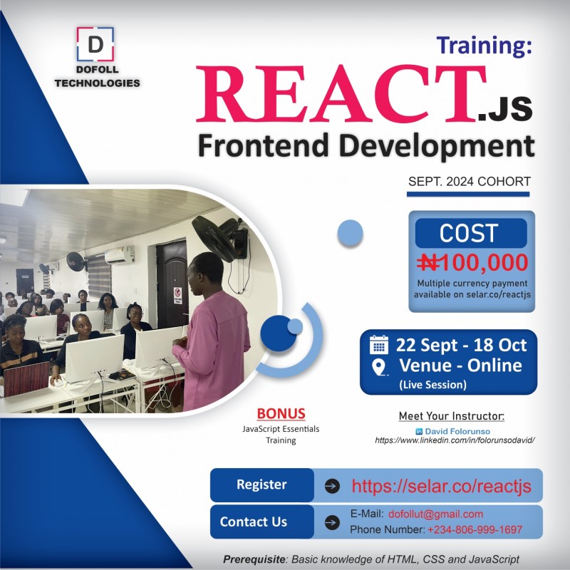 Buy REACT.JS - Frontend Development by Dofoll on Selar