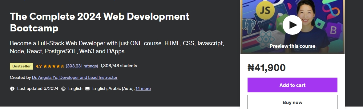 Buy The Complete 2024 Web Development Bootcamp Become a Full-Stack Web Developer with just ONE ...