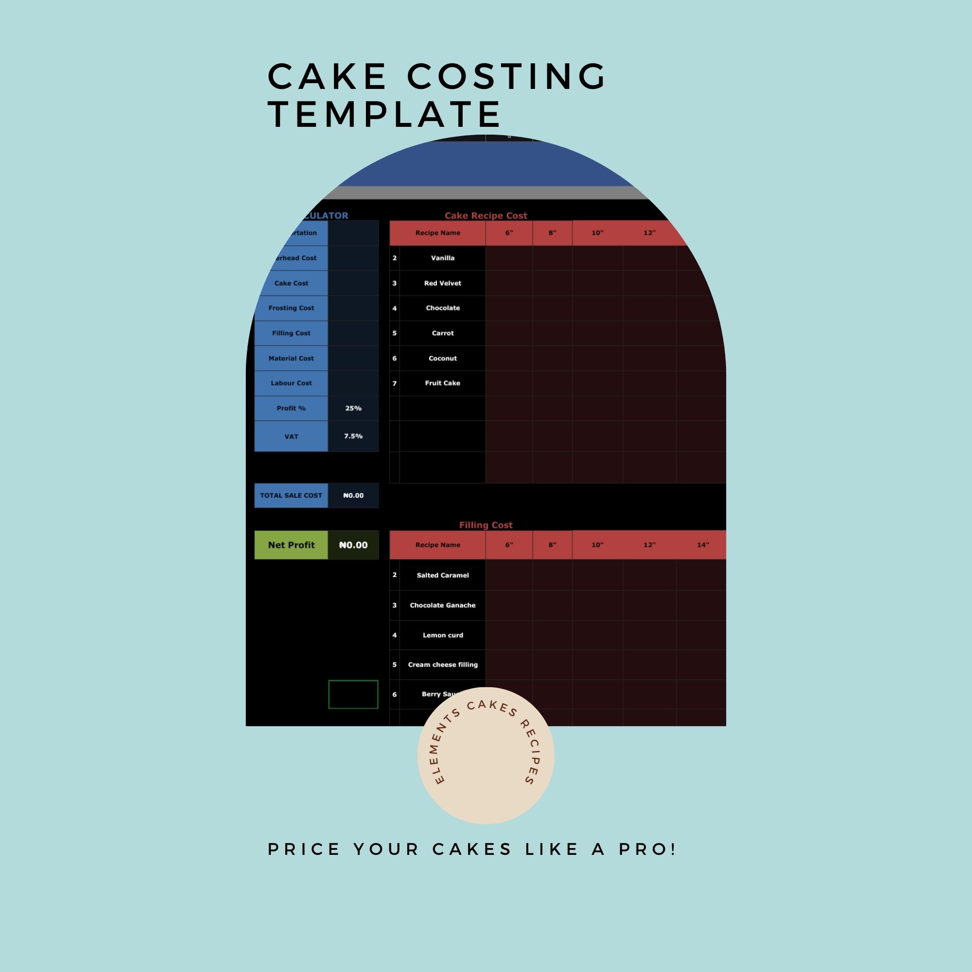 Buy Elements Cake Costing Template by Elements Cakes on Selar
