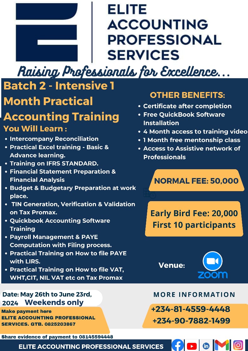 Buy INTENSIVE 1 MONTH PRACTICAL ACCOUNTING TRAINING by ELITE ACCOUNTING ...