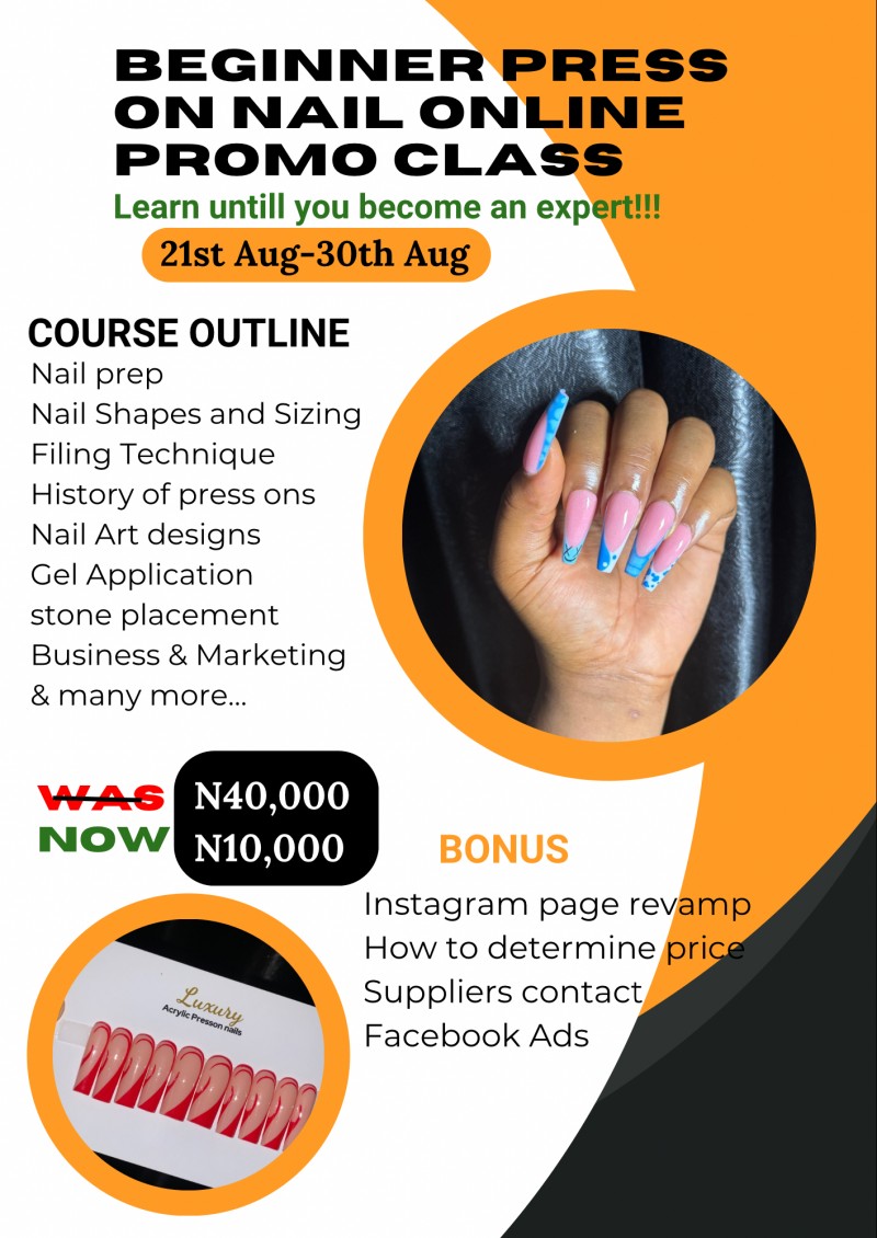 Buy PRESS ON NAIL COURSE FOR BEGINNERS by Elizabeth Nelson on Selar