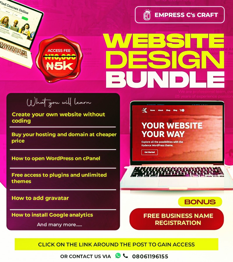 Buy Website Design Bundle by Empress C's Craft on Selar