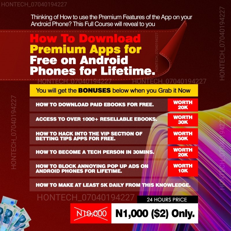 Buy HOW TO DOWNLOAD PAID PREMIUM APPS FOR FREE by Erasmus Mkong on Selar