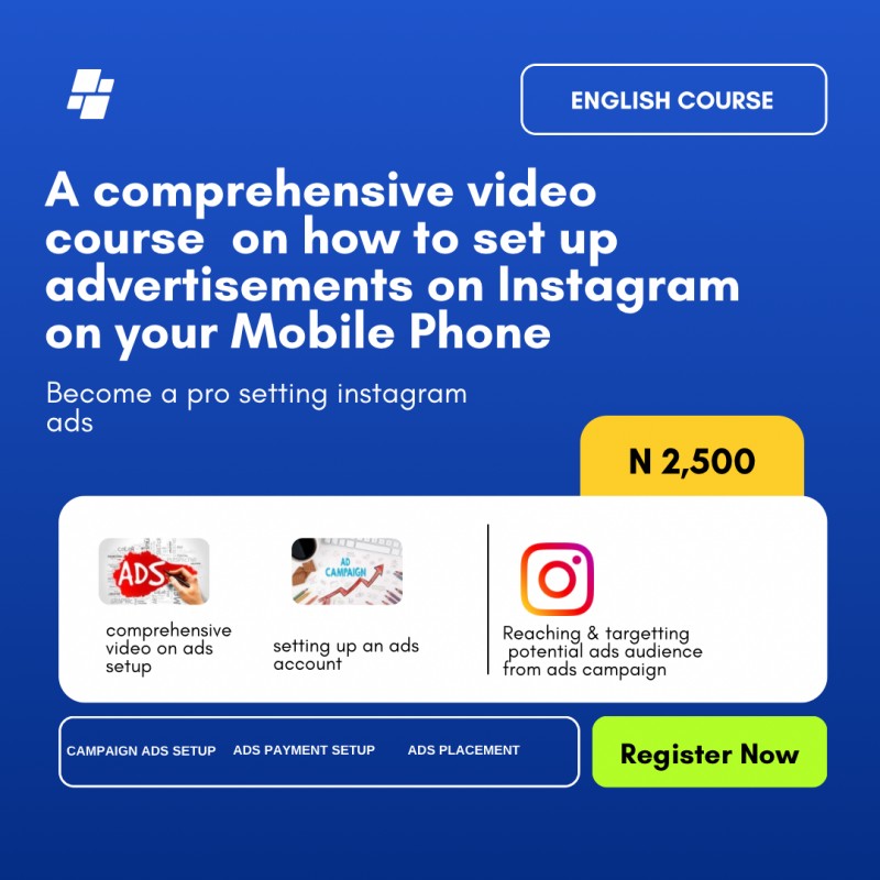 Buy COMPREHENSIVE VIDEO COURSE ON SETTING UP ADS ON INSTAGRAM by Fawole ...